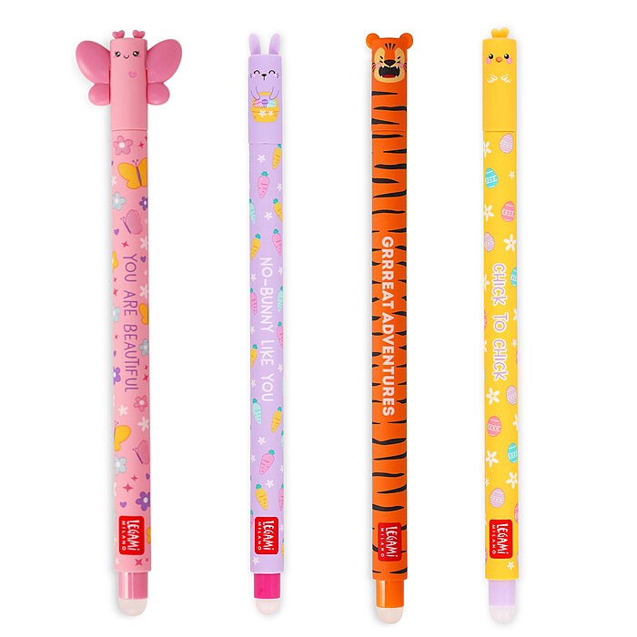 Legami Erasable Gel Pen Hoppy Easter + Butterfly + Tiger Set ...